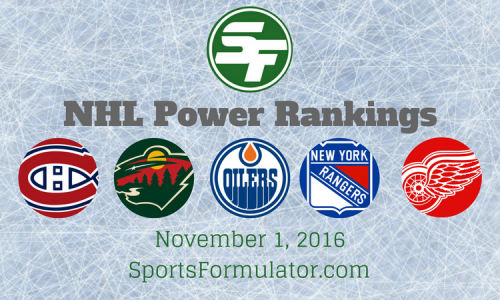 NHL Power Rankings - November 1, 2016 - SportsFormulator